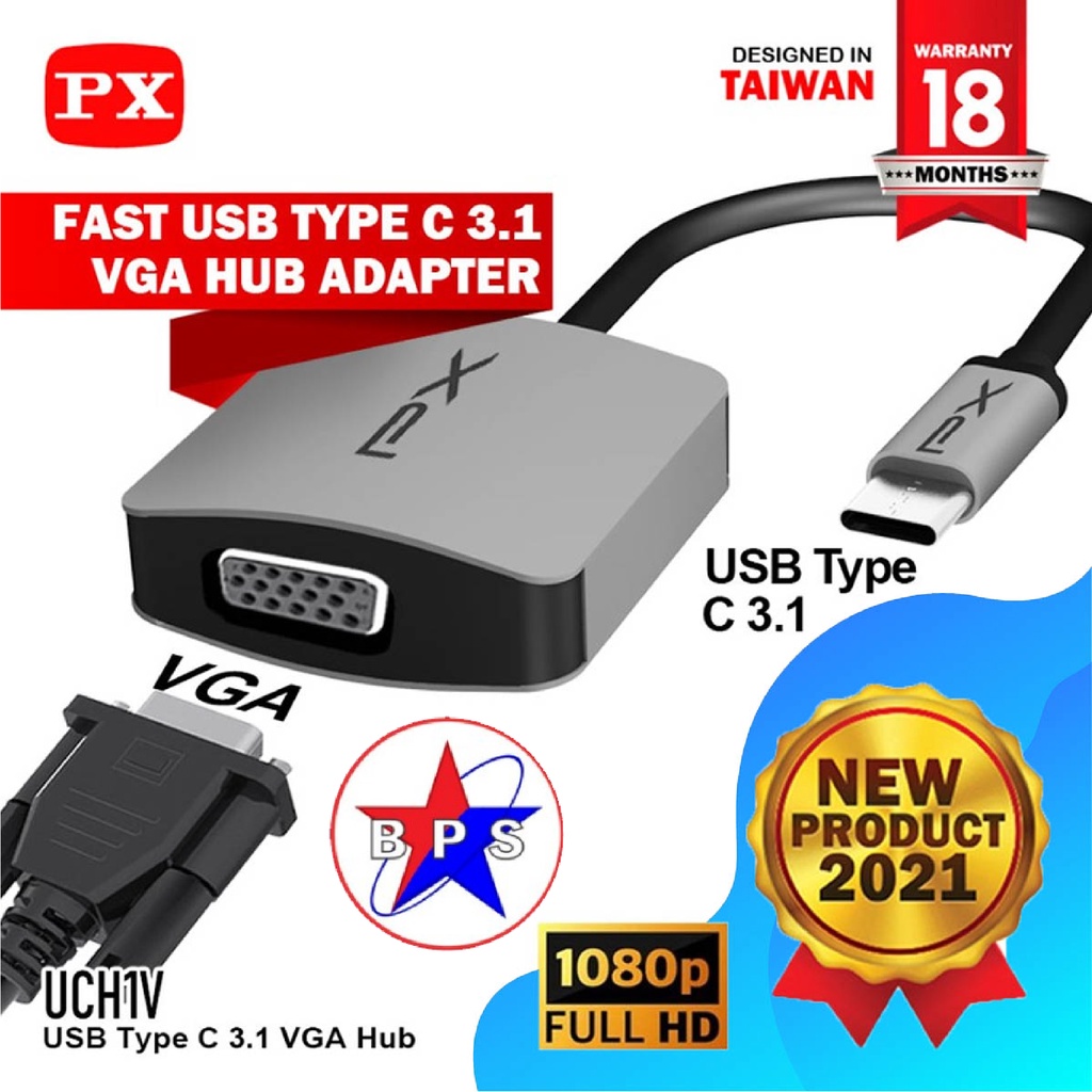 Jual Hub Type C To VGA Converter Adapter Hub Full HD PX UCH1V | Shopee ...