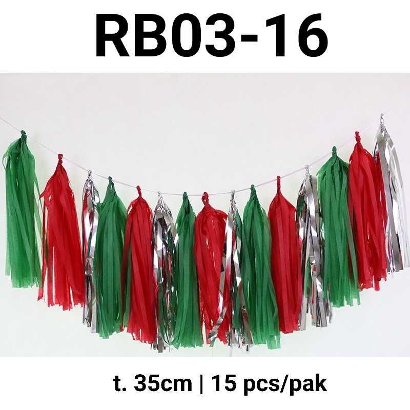 Jual RB03 Dekorasi back drop rumbai kertas foil banner tassel mix 3 ...