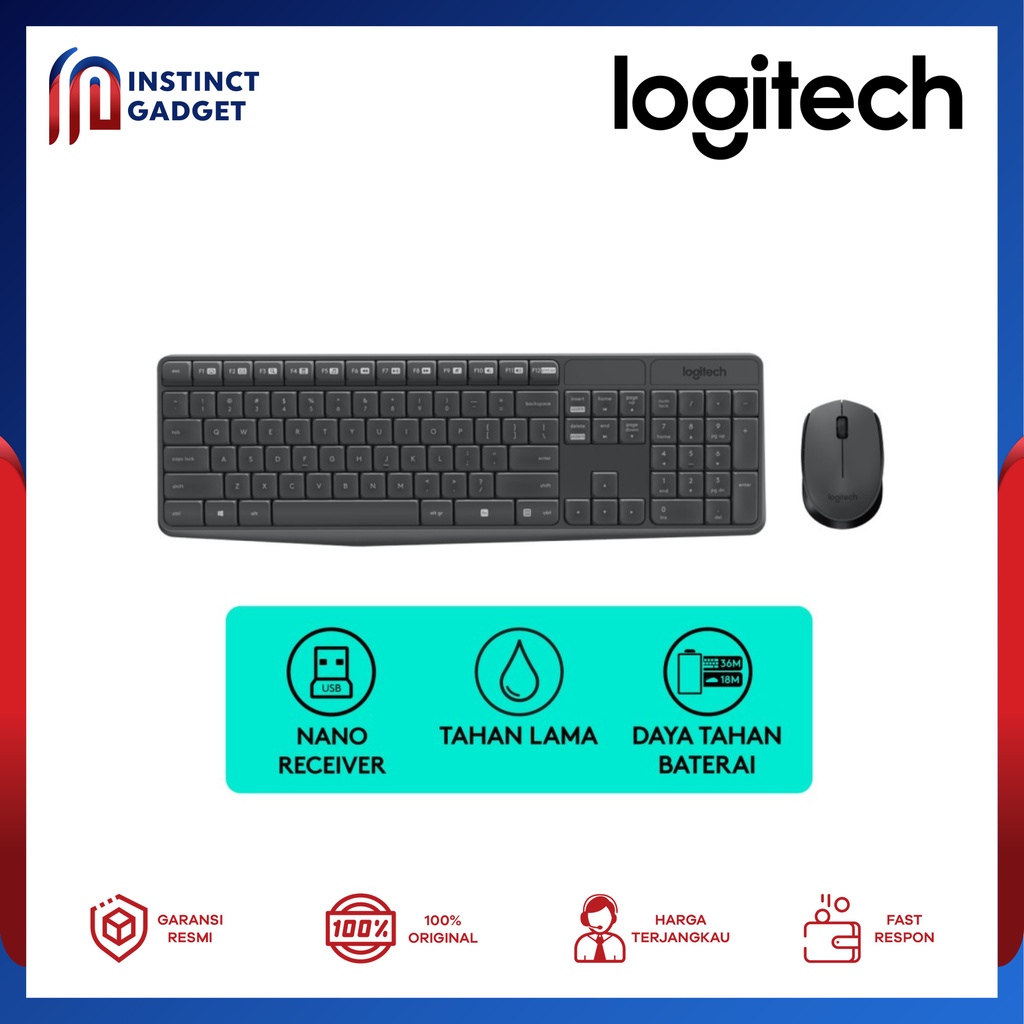 Jual Logitech MK235 Wireless Keyboard and Mouse Combo - Original Garansi 1 Tahun | Shopee Indonesia
