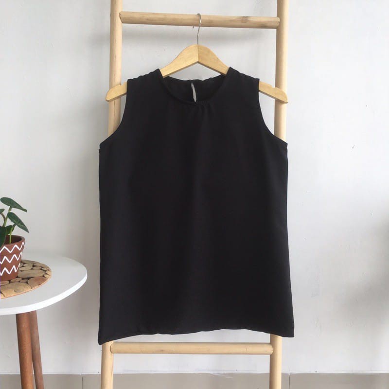 Jual Inner Dress Tanpa Lengan Wanita Remaja-Long Dress Sleeveless Hitam ...