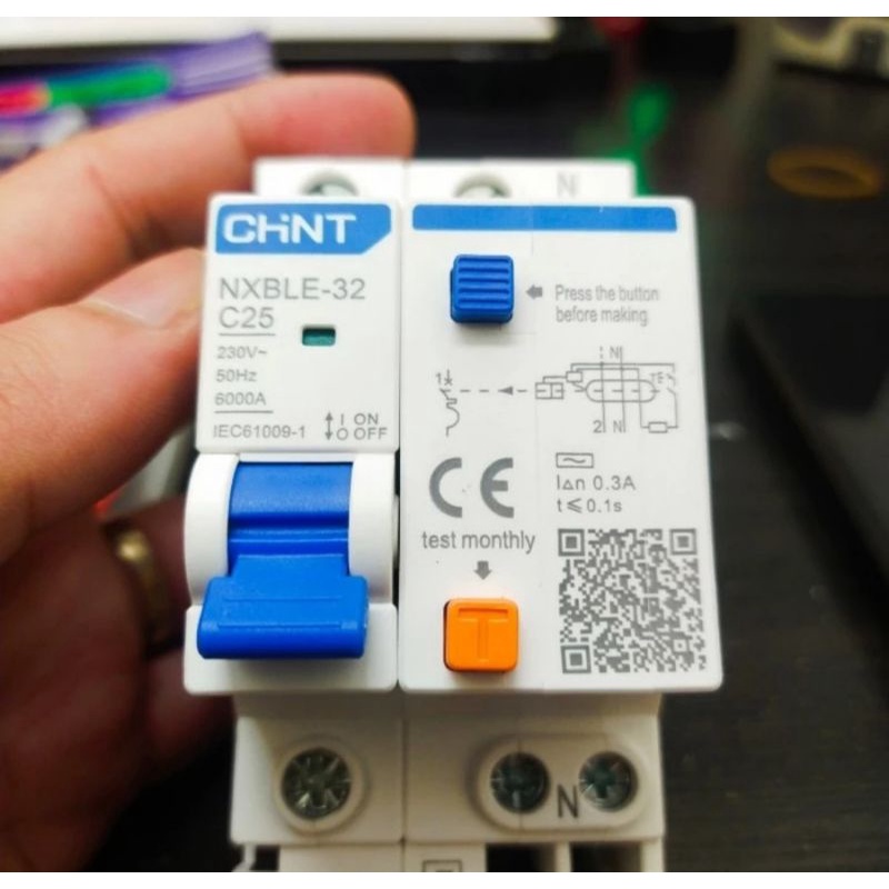 Jual ELCB,RCCB NXBLE-32 Chint 2pole 25A 6Ka 300ma | Shopee Indonesia
