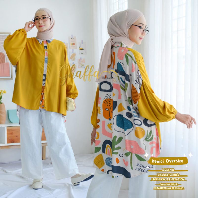 Jual KENICI OVERSIZE BLOUSE JUMBO MOTIF KOMBINASI BY GHAFFA | Shopee ...