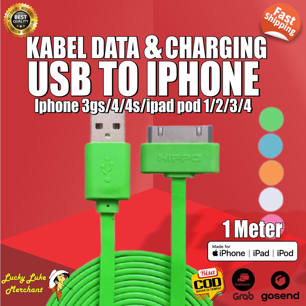 Jual Iphone 3gs 4 4s ipad ipod 1 2 3 4 Kabel Data Charging Sync Cable ...