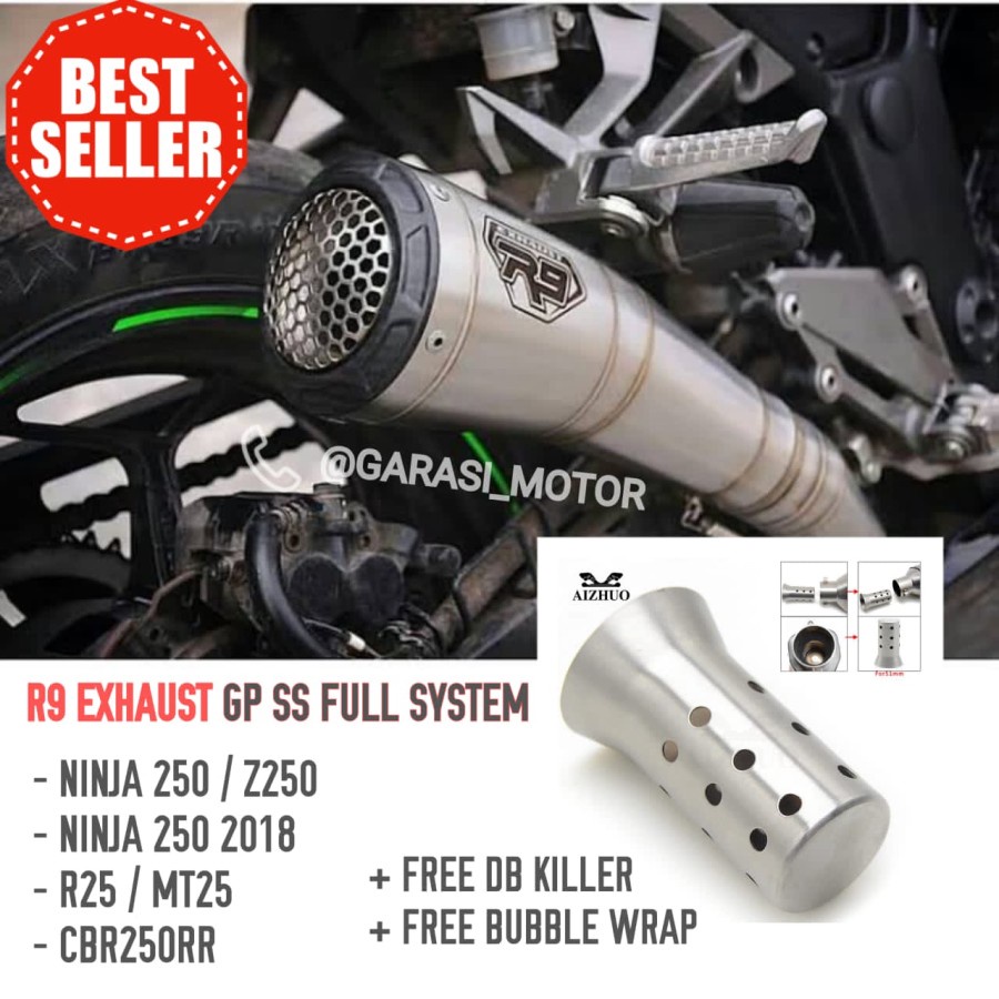 Jual knalpot r9 gp ss ninja 250 fi old new r25 cbr250rr z250 mt25 ...