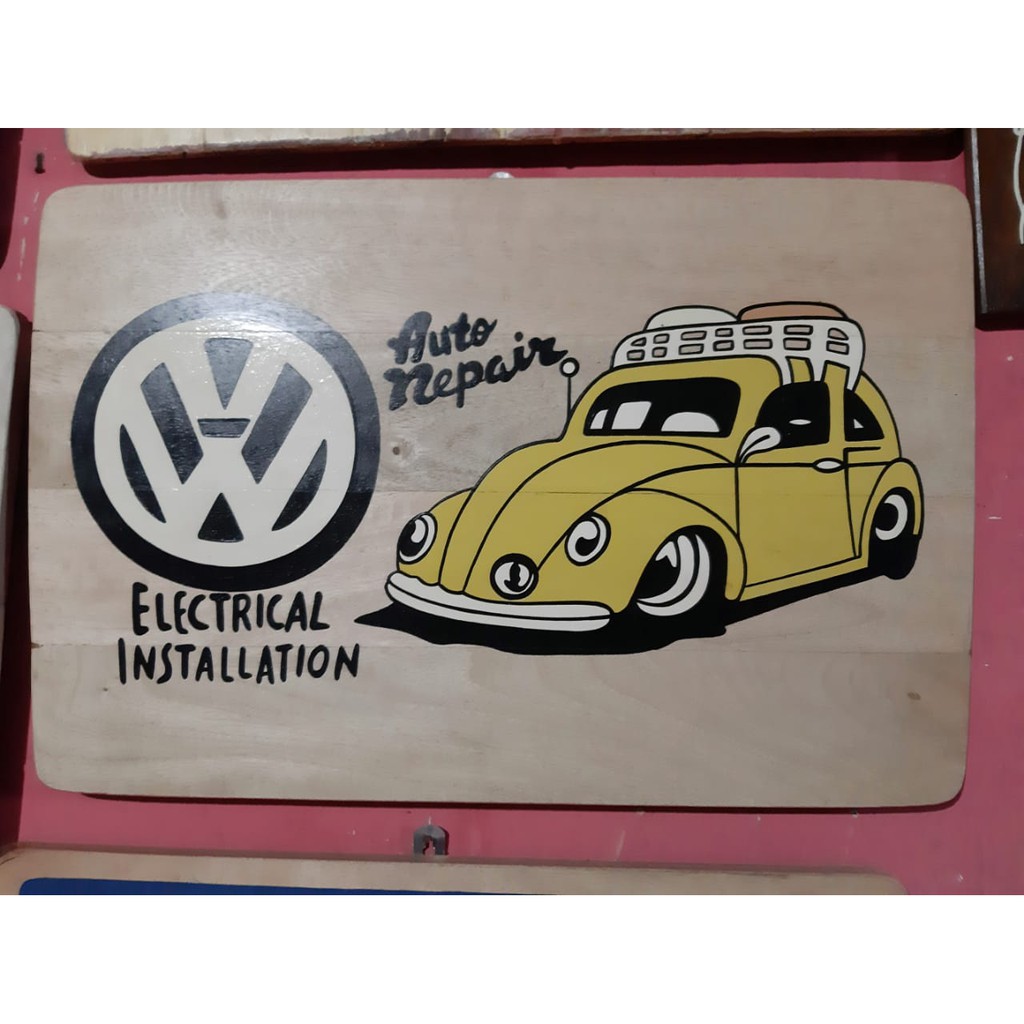 Jual Lukisan Manual Kayu Tema Otomotif Mobil VW | Shopee Indonesia