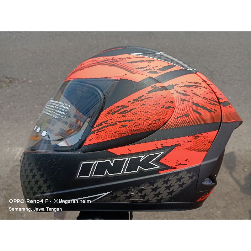 Jual Helm INK CL Max Motif Seri 7 Black Matt Red Fluo Full Face Merah ...