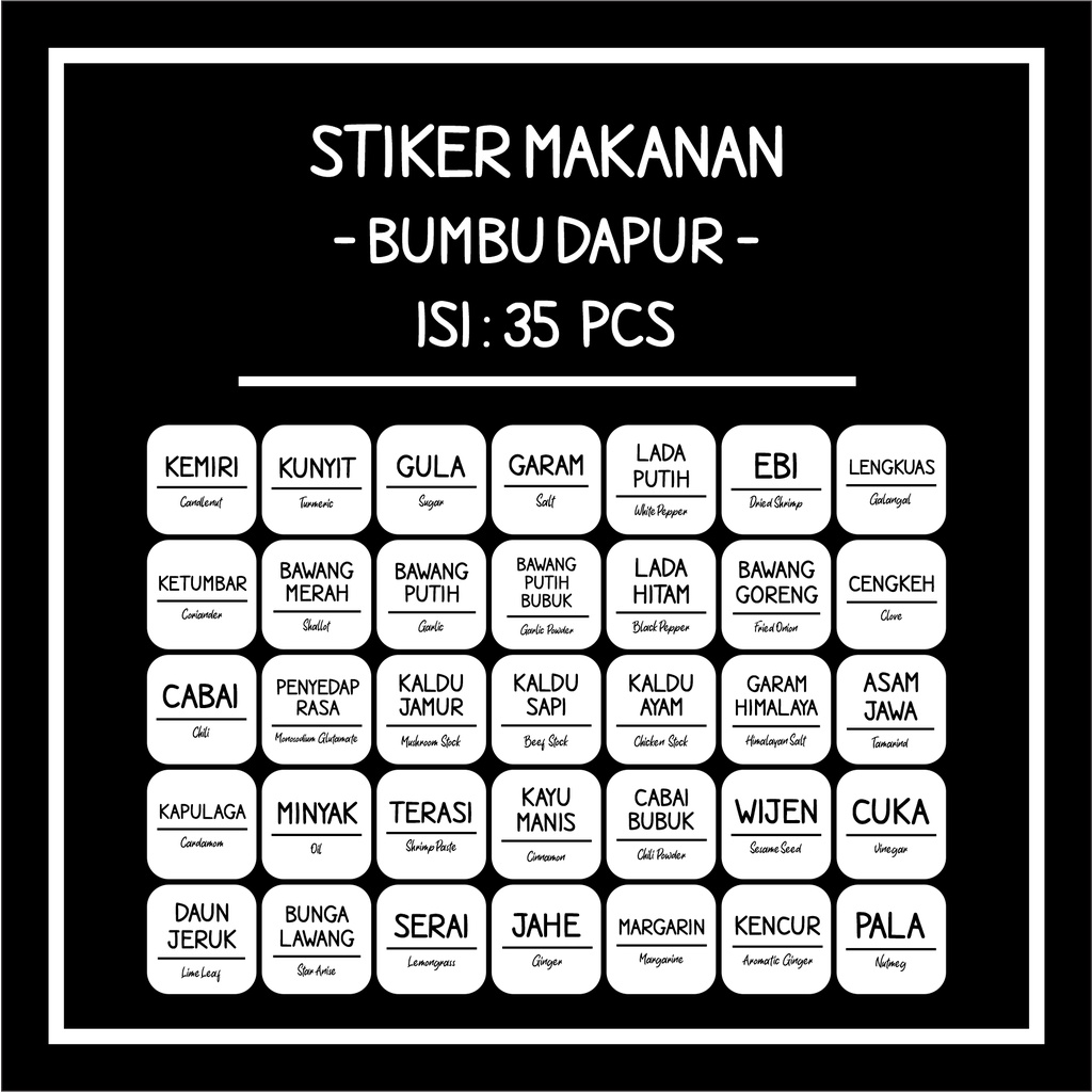 Jual Stiker Bumbu Dapur / Label Nama Bumbu Package - Anti Air | Shopee ...