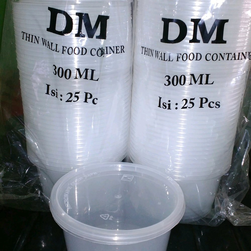Jual Thinwall Bulat 300ml pack isi 25pcs Cup Puding Mangkok Plastik 300 ml Tutup Murah MERK DM ...