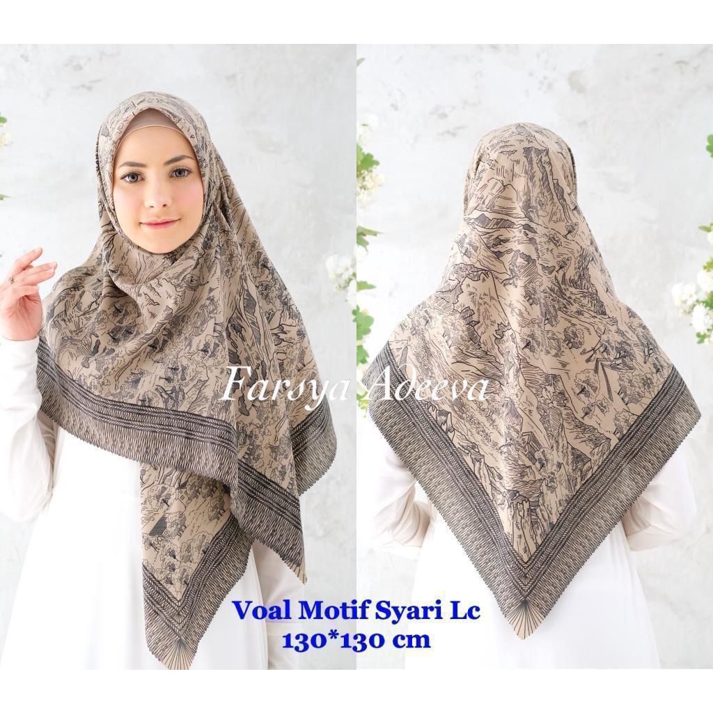 Jual (J) HIJAB SEGI EMPAT JUMBO || JILBAB VOAL MOTIF LC || SEGI 4 SYAR ...