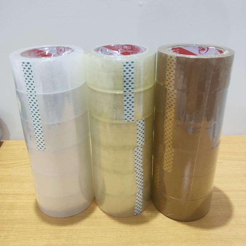 Jual ready cod Lakban Bening kuning coklat 90 Yard FULL 45mm Lakban Tape Selotip Solasi Isolasi ...