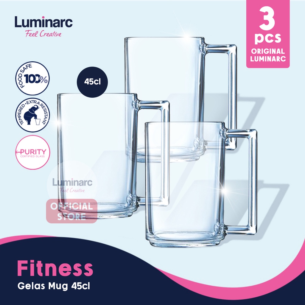 Jual Luminarc Gelas Mug Fitness 45cl - 3pcs | Shopee Indonesia
