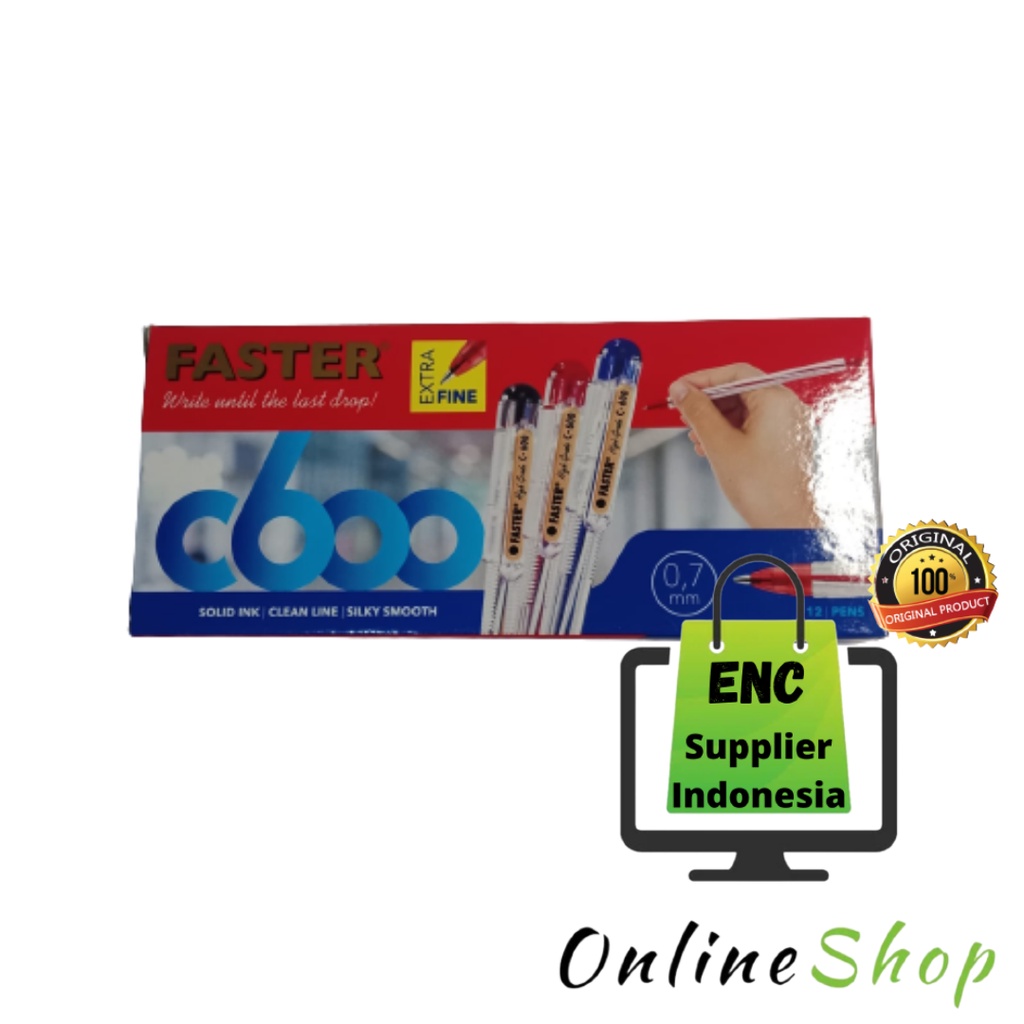 Jual faster 6 buah Bolpen c600 pen buka tutup c 600 bolpoin c-600 per 6 ...