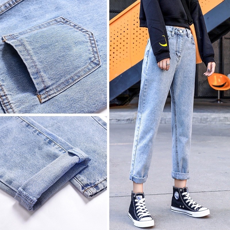 Jual boyfriend jeans warna snow biru polos / celana snow acid blue ...