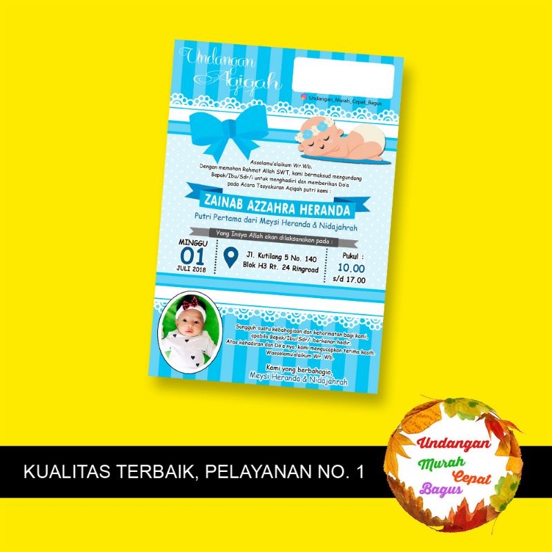 Jual Undangan aqiqah blue baby cute | Shopee Indonesia