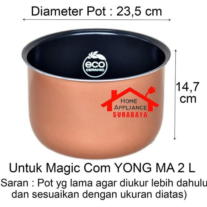Jual Panci Inner Pot Magic Com Yong Ma 2 Liter Non Wing Original Eco ...