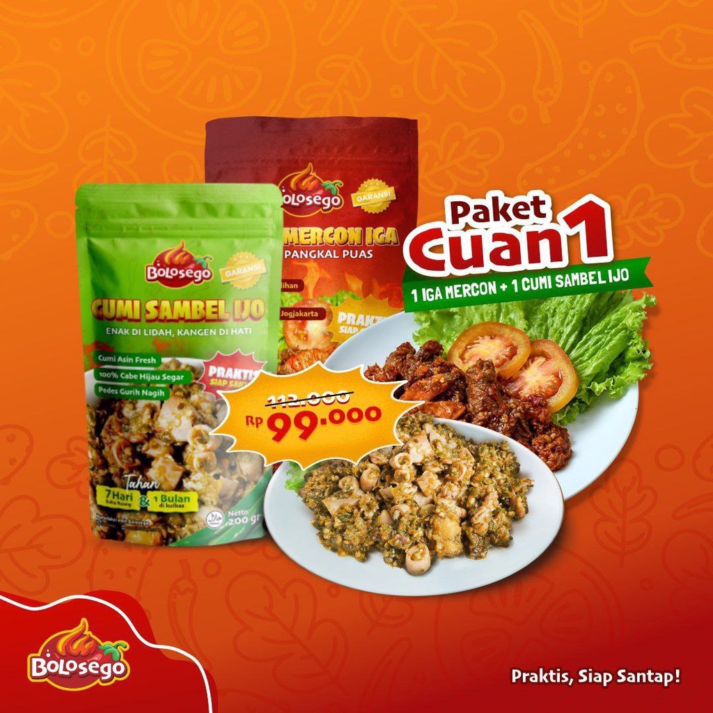 Jual PAKET CUAN 1 (1 oseng iga mercon & 1 cumi sambel ijo) Instan ...