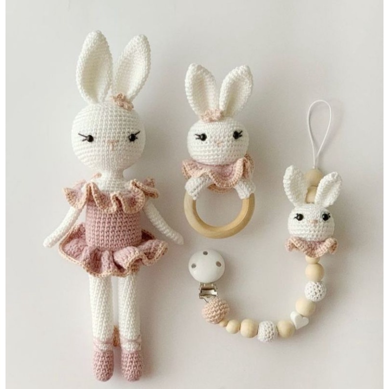 Jual kado newborn set mainan boneka (amigurumi) baby rattle, gantungan ...