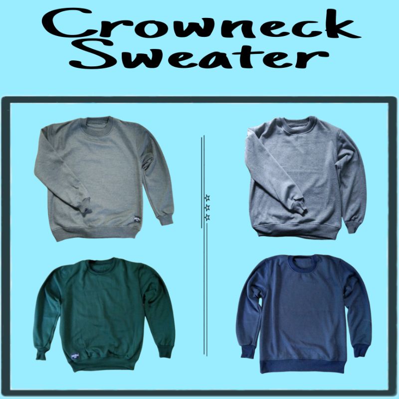 Jual CREWNECK CROWNECK SWEATER POLOS TEBAL | Shopee Indonesia