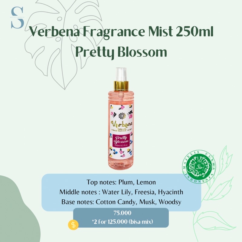 Jual Verbena Pretty Blossom Fragrance Mist Halal 250ml | Shopee Indonesia