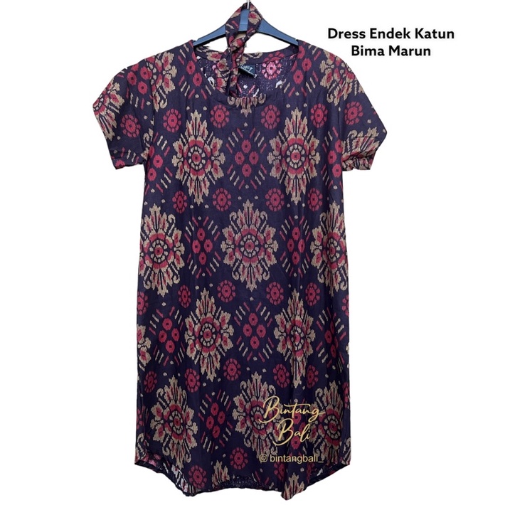 Jual Dress Endek Bali Terusan Kantor Wanita motif Etnik Batik Selutut ...
