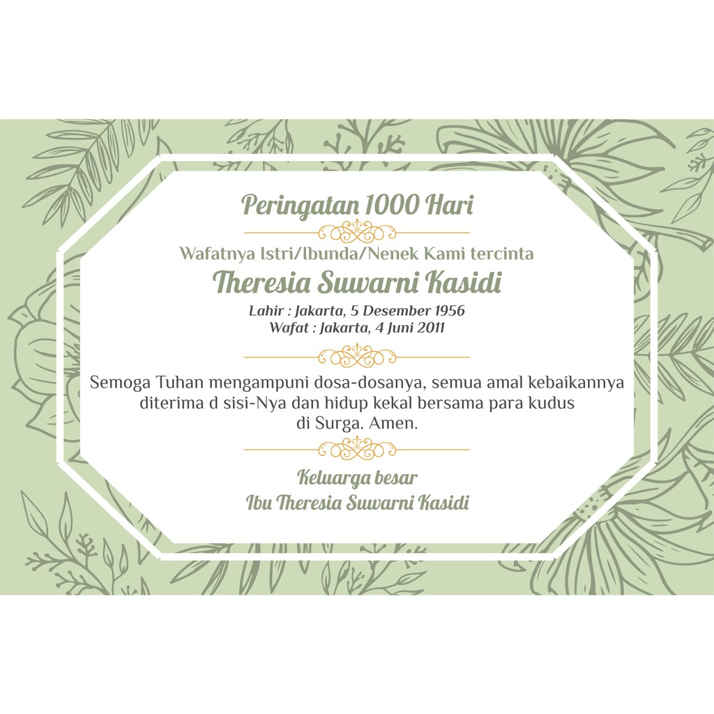 Jual Kartu Ucapan Haul Tahlil / 40 hari / 1000 hari | Shopee Indonesia
