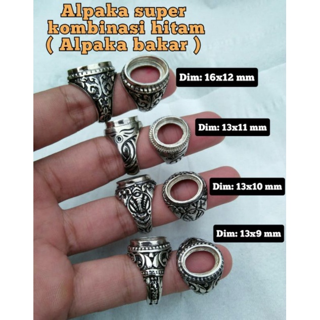 Jual emban batu akik dan permata alpaka super size jari 6 alpaka bakar ...