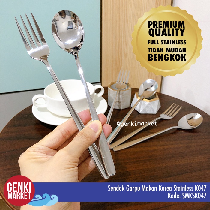 Jual Sendok Garpu Korea Kualitas Premium Full Stainless Steel (Tidak Campur Plastik) Tebal 38 ...
