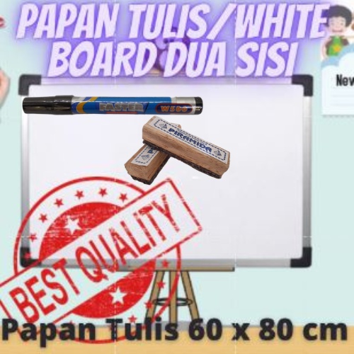 Jual PAPAN TULIS/WHITE BOARD DUA SISI SPIDOL DAN KAPUR 60 X 80 CM ...