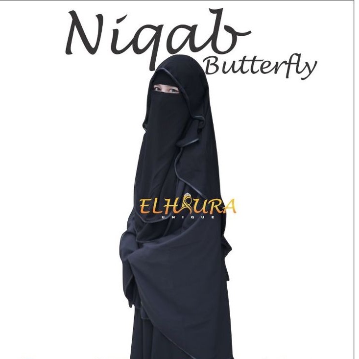 Jual Niqab butterfly Elhaura Chiffon Silk Arab Jetblack Exclusive ...