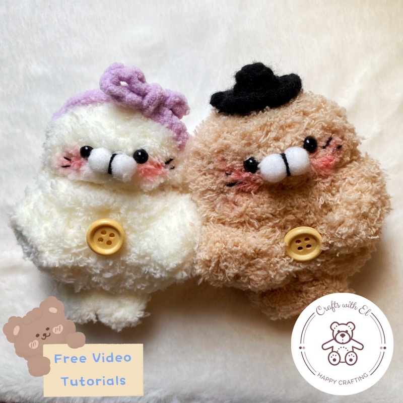 Jual PAKET DIY MERAJUT CROCHET MR & MRS SEAL (TERSEDIA UNTUK AIRPOD ...