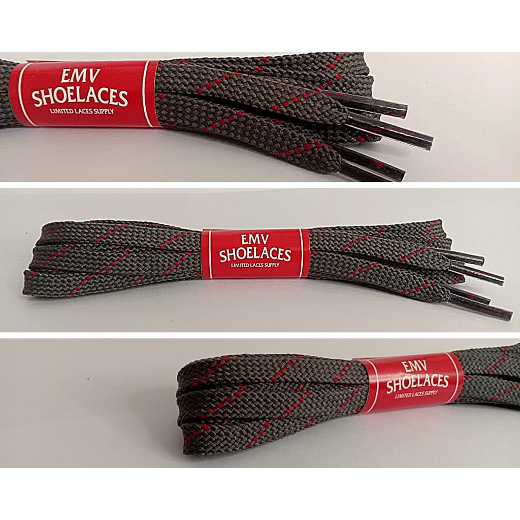 Jual TALI SEPATU GEPENG ABU GARIS GARIS MERAH PANJANG 125CM | Shopee ...