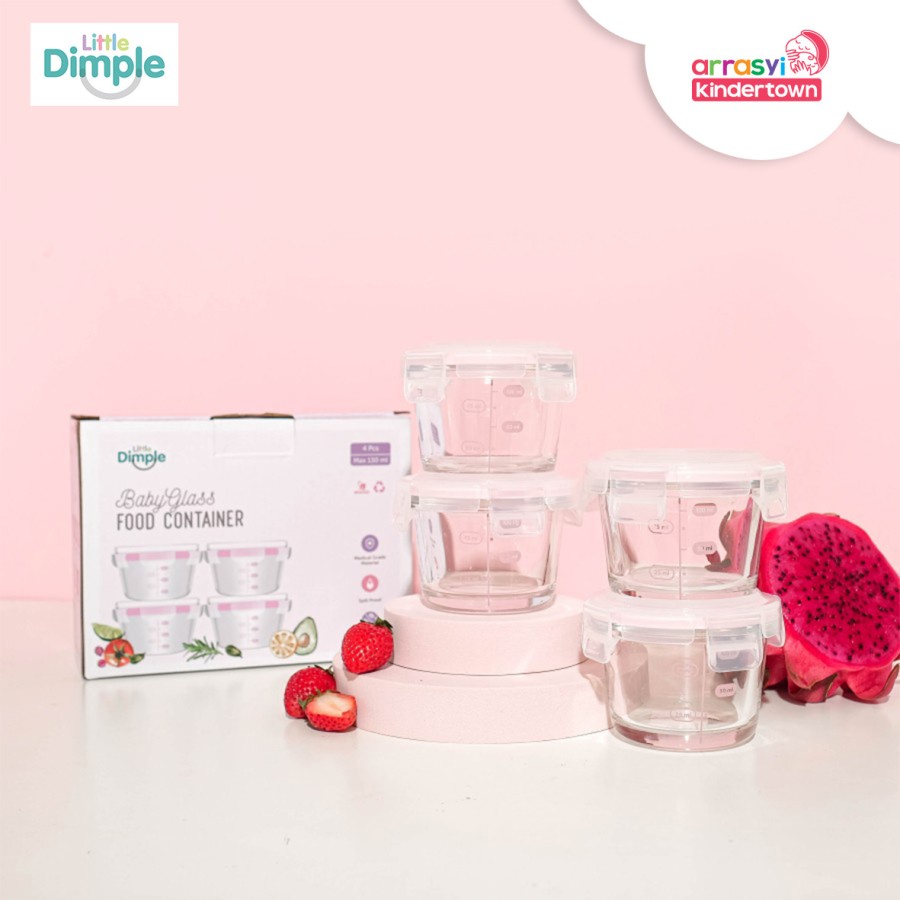 Jual Little Dimple Mini Food Container Round 130ml x 4pcs - Kontainer ...