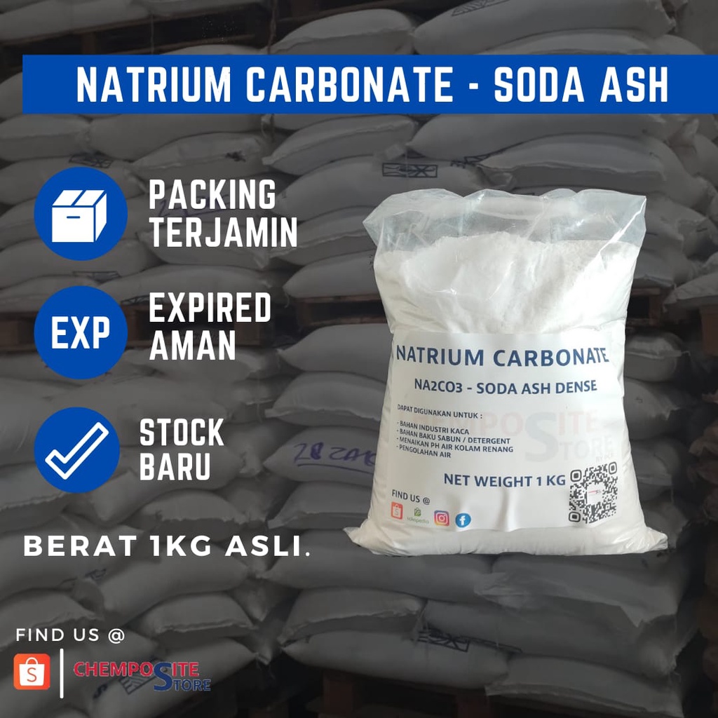 Jual soda ash dense - bahan baku detergent ANSAC kemasan 1KG | Shopee ...