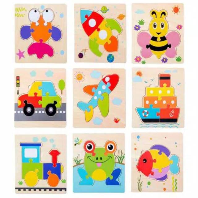 Jual Puzzle Kayu 3D Timbul Lucu/ Puzzle Kayu Anak/ Puzzle Timbul / 1st ...
