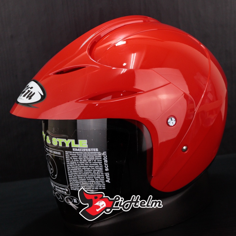 Jual HELM HIU NICO R RED | HALF FACE HELMET | SINGLE VISOR | ALL SIZE ...