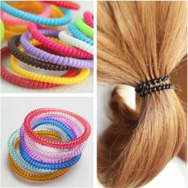 Jual Karet rambut spiral besar ulir isi 12 pcs ikat rambut | Shopee ...