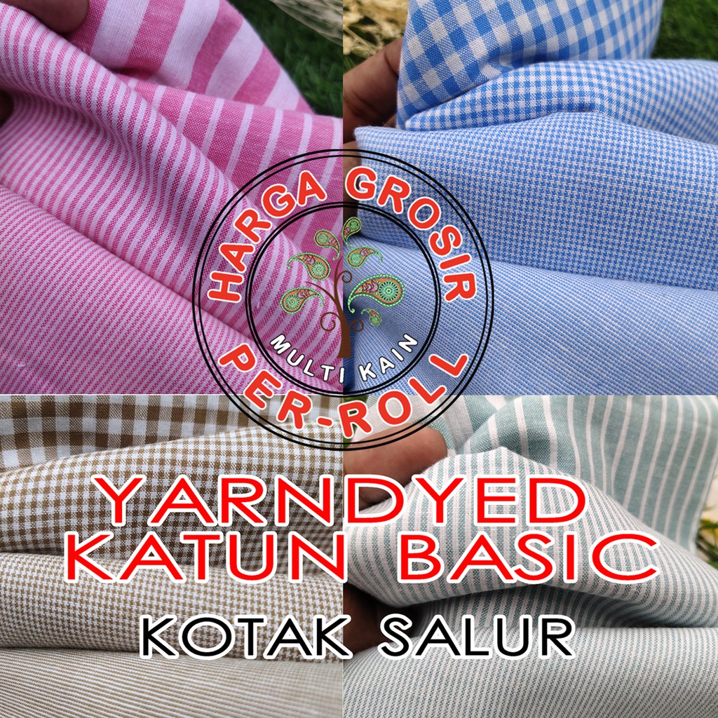 Jual Bahan Kain Katun gingham Tenun Yarndyed Salur Kotak Basic 1 Roll ...