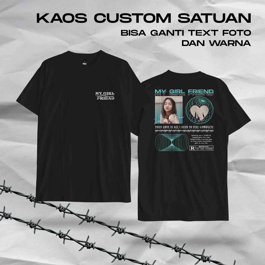 Jual Kaos Tshirt Baju Sablon Custom Aesthetic Satuan Vol.5 Bisa Pakai Foto Nama Desain Kamu ...