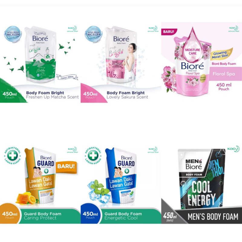Jual BIORE Body Foam Pouch 400 ml all varian | Shopee Indonesia
