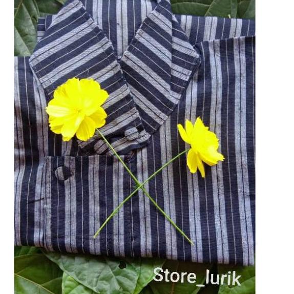 Jual DH4H Baju Surjan Lurik Hitam Putih Batik Pria Baju Adat Jawa Baju ...
