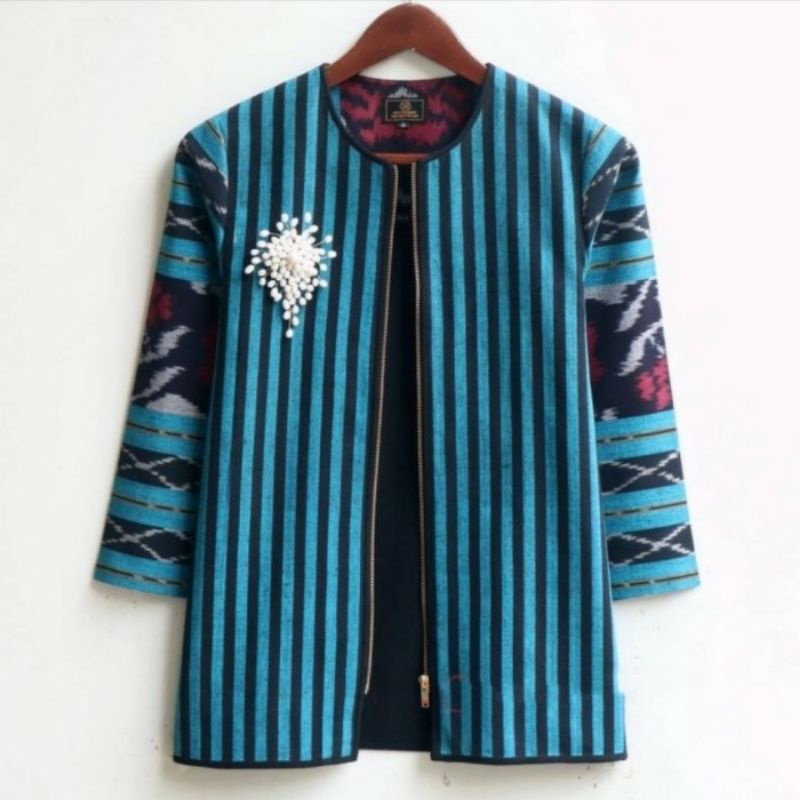 Jual Baju Atasan Model Blouse Tenun Kombinasi Lurik Jogja | Shopee Indonesia