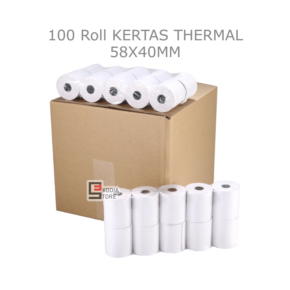 Jual Paket Kertas Thermal 58mm ukuran 58x40mm isi 100Roll / 1 Dus ...