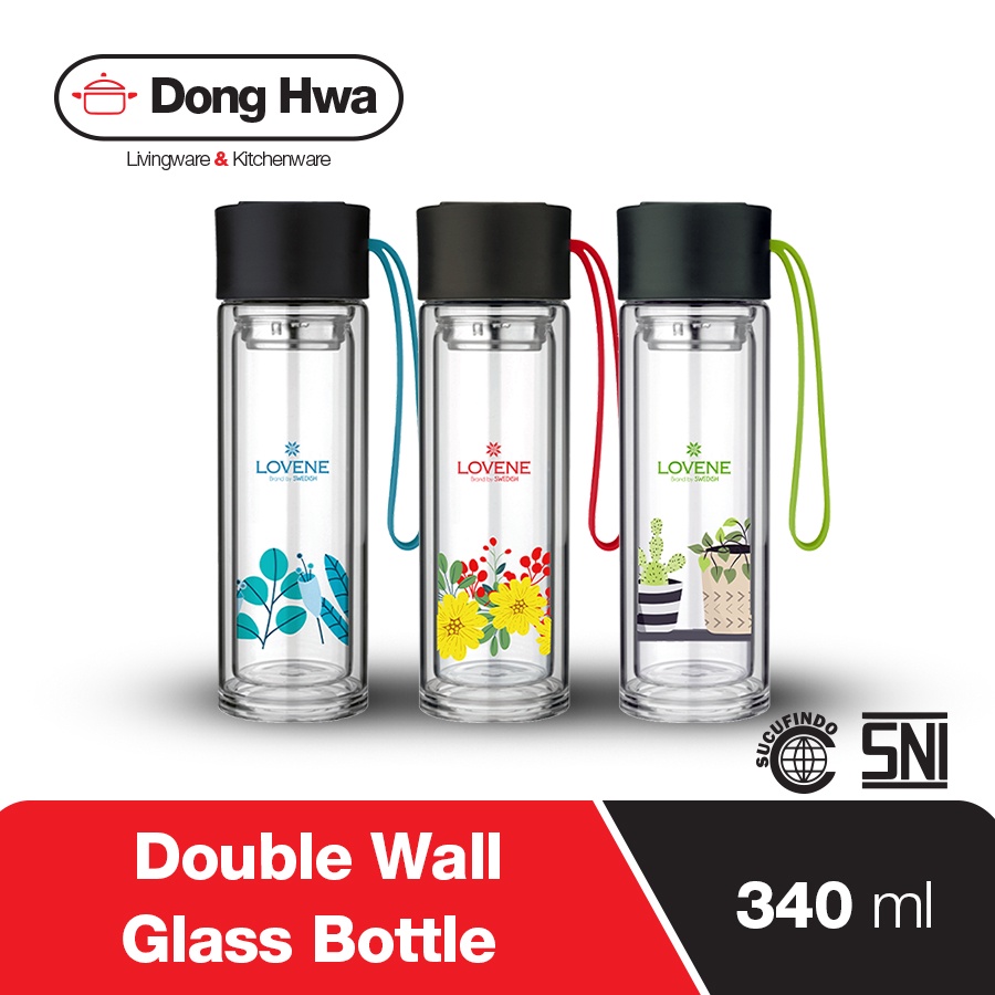 Jual Dong Hwa Double Wall Botol Minum Termos Kaca 340 ml - 3 Varian ...