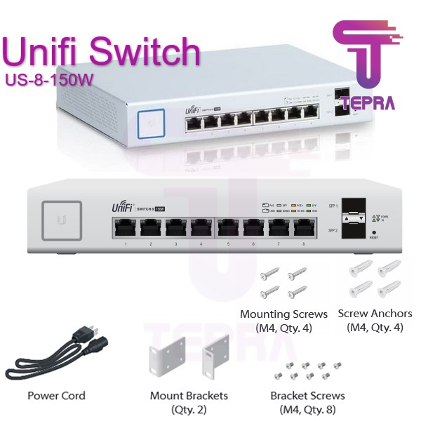 Jual Ubiquiti US-8-150W Unifi Switch Managed PoE+ 8Port 150Watt ...
