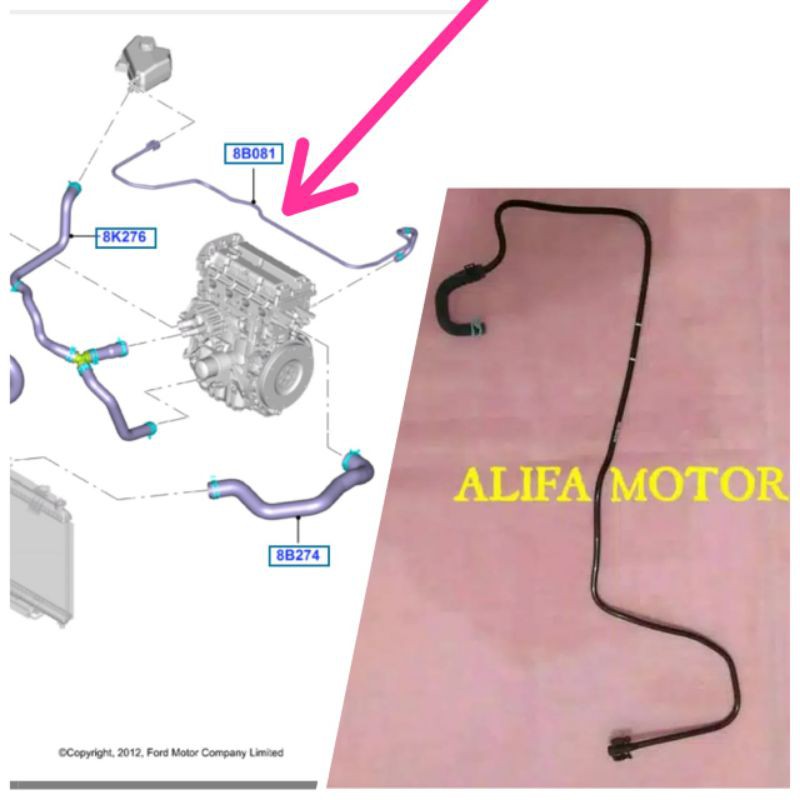 Jual Selang Tabung Radiator Atas Ford Fiesta All Type 8V218C012AG ...