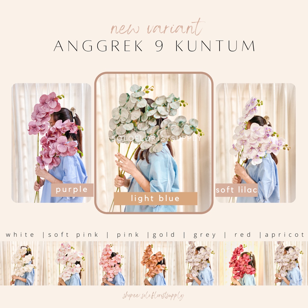 Jual NEW ANGGREK 9 KUNTUM Bunga Buatan Anggrek latex Oncidium ...