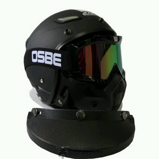 Jual Helm Bogo Momo Hitam Doff + mask osbe dan pet | Shopee Indonesia