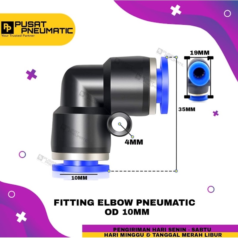 Jual PV 10 FITTING ELBOW PNEUMATIC SELANG 10 MM X 10 MM | Shopee Indonesia
