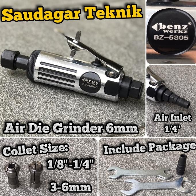 Jual Air Die Grinder 6Mm Mesin Gerinda Tunner Angin 6 Mm Gerinda Botol ...