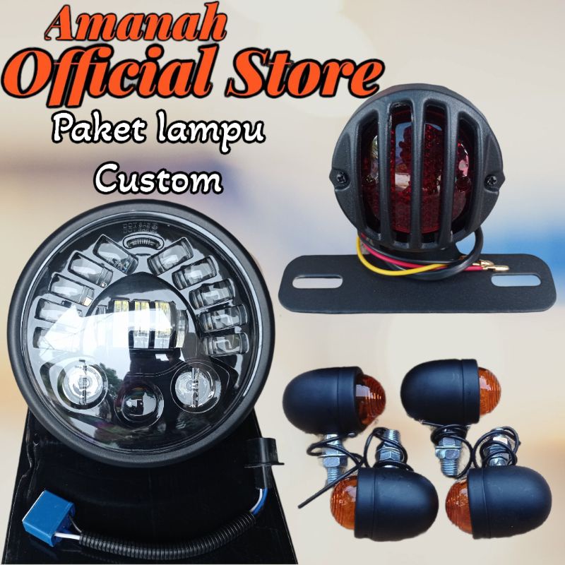 Jual paket lampu custom japstyle scrambler caferacer Triumph Bobber dll ...